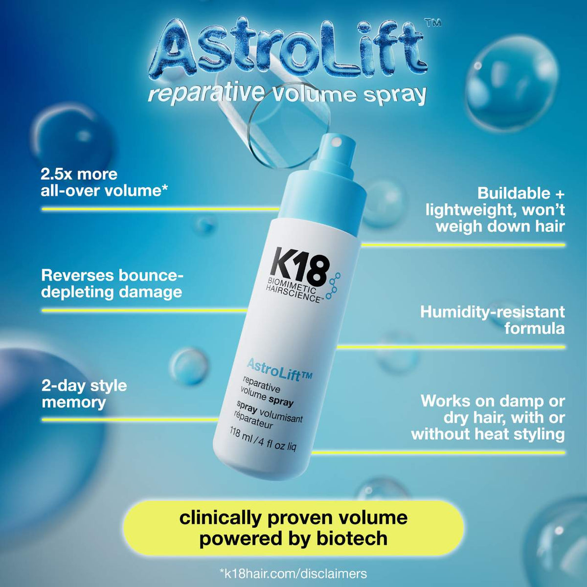 K18 AstroLift Reparative Volume Spray | skinBEAUTIFUL RX
